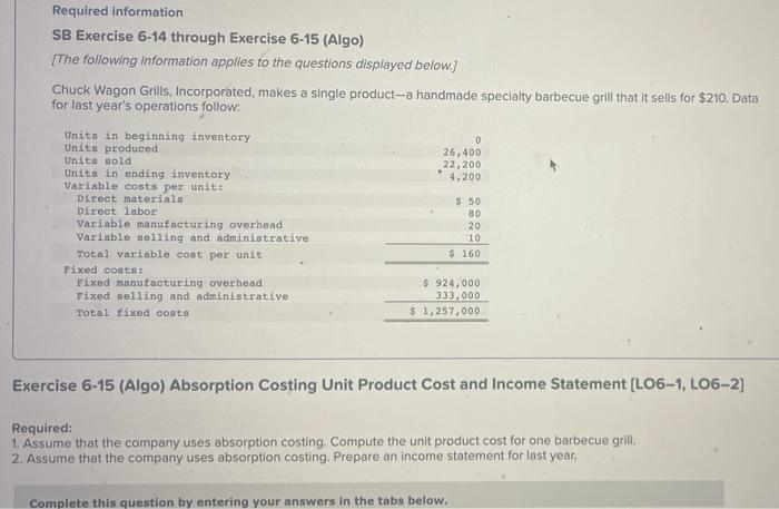 Solved Required information SB Exercise 6-14 through | Chegg.com