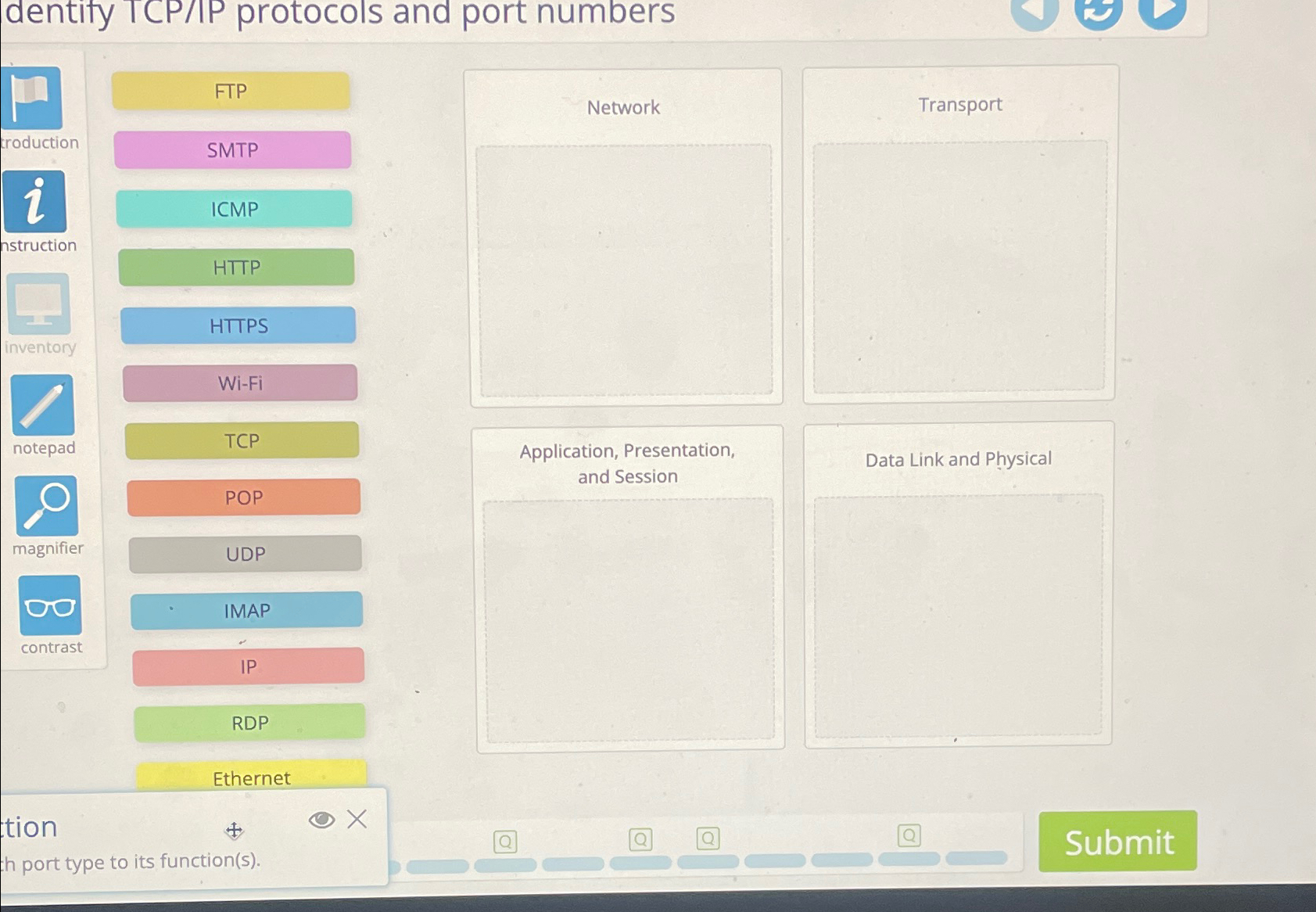 Solved dentify ICP/IP protocols and port | Chegg.com