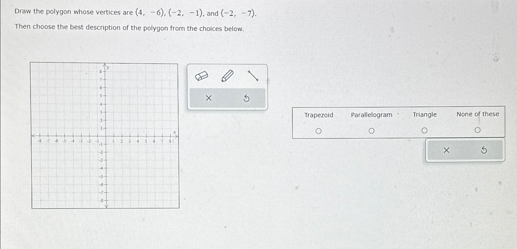 Solved Draw the polygon whose vertices are (4,-6),(-2,-1), | Chegg.com