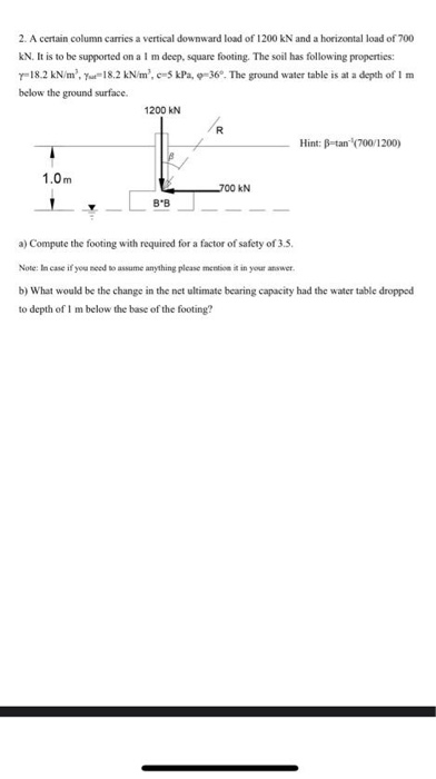 Solved TOT 3 1. An eccentrically loaded foundation is shown | Chegg.com