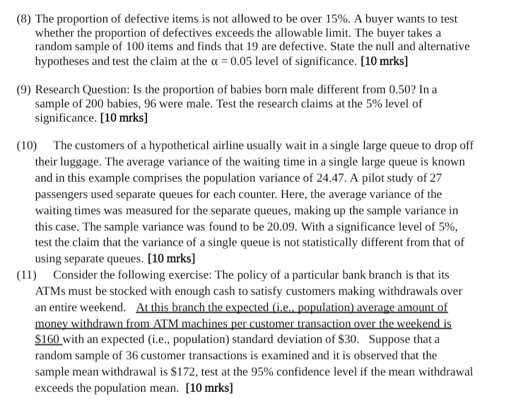Solved (8) ﻿The proportion of defective items is not allowed | Chegg.com