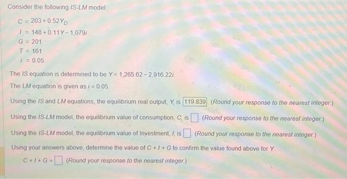 Solved Consider the following IS-LM model. | Chegg.com