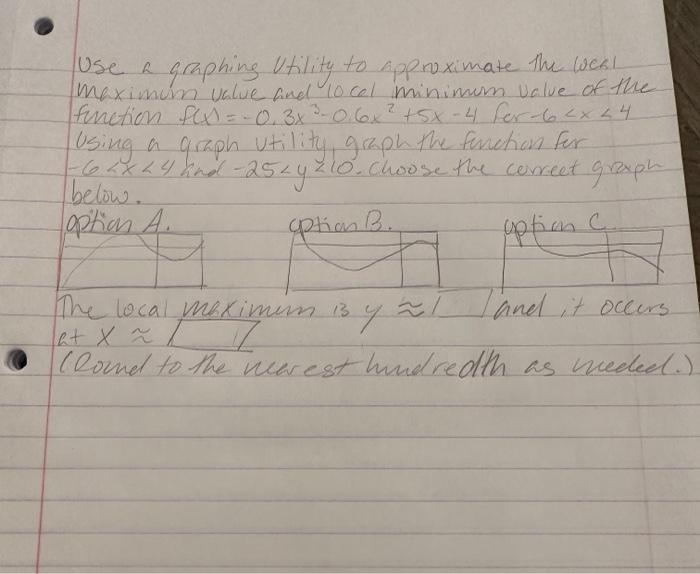 Solved Use a graphing Utility to approximate the |oeal | Chegg.com
