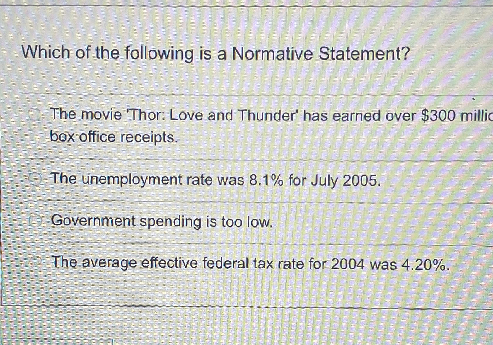 Solved Which of the following is a Normative Statement?The | Chegg.com