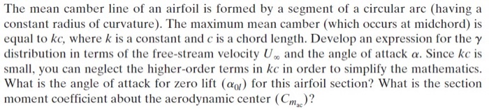 Solved The mean camber line of an airfoil is formed by a | Chegg.com