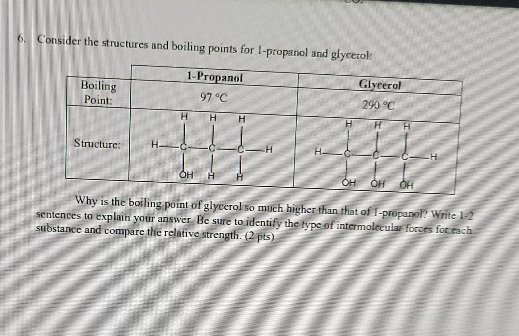 Solved 6. Consider the structures and boiling points for | Chegg.com