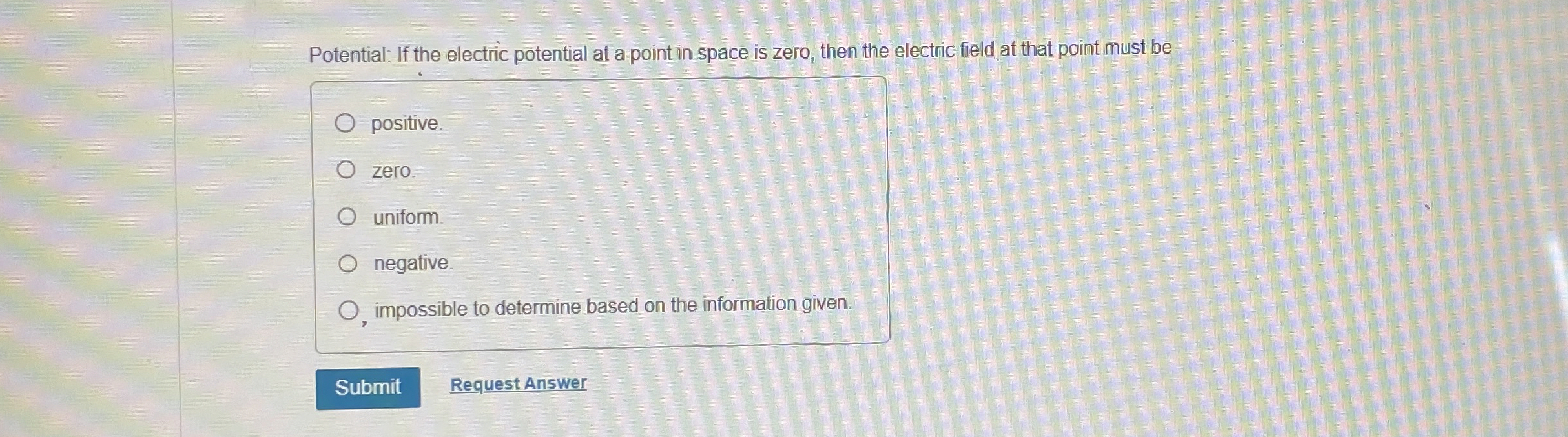 Solved Potential: If the electric potential at a point in | Chegg.com