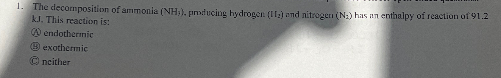 Solved The decomposition of ammonia (NH3), ﻿producing | Chegg.com