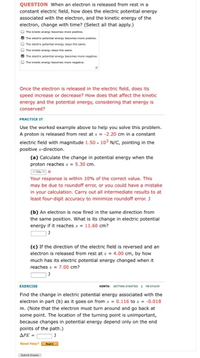 Solved QUESTION When an electron is released from rest in a | Chegg.com