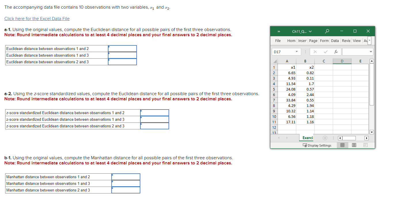 Solved a-2. ﻿Using the z-score standardized values, compute | Chegg.com