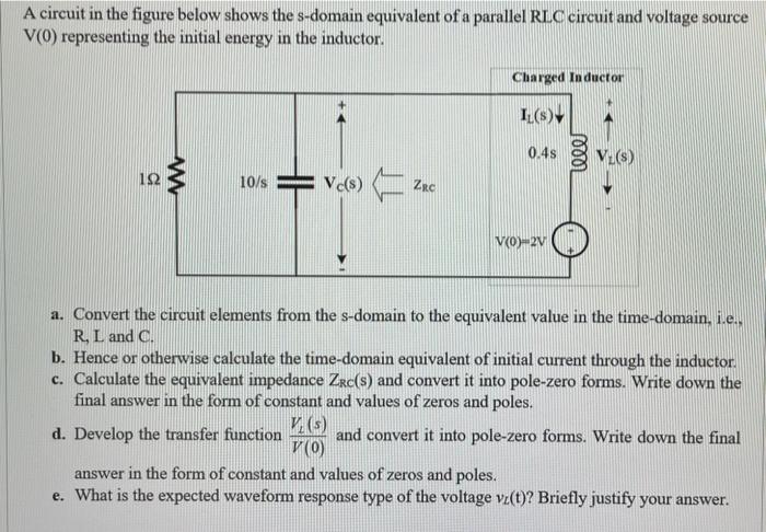 Solved A circuit in the figure below shows the s-domain | Chegg.com