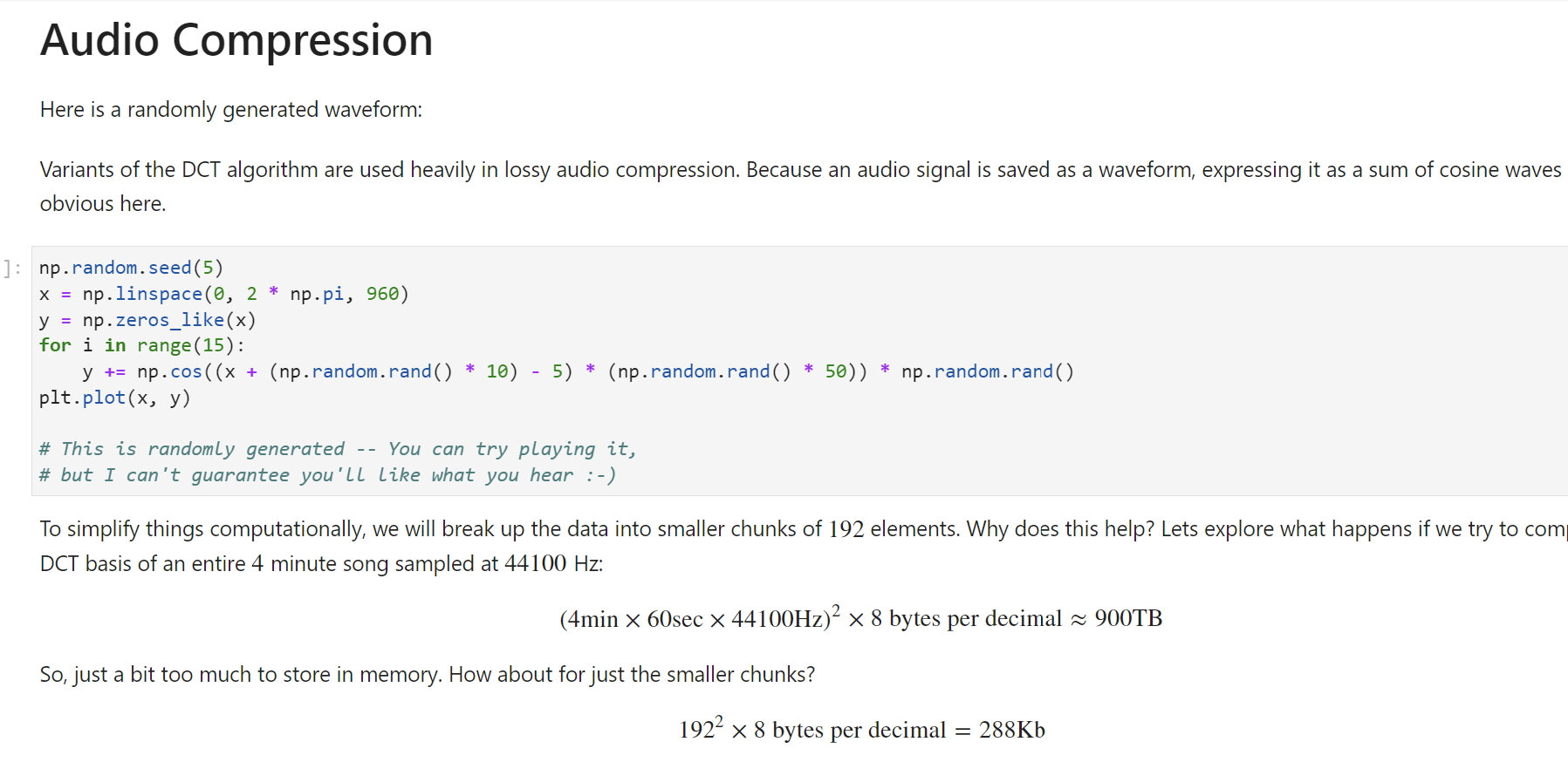 Solved Audio CompressionHere is a randomly generated | Chegg.com