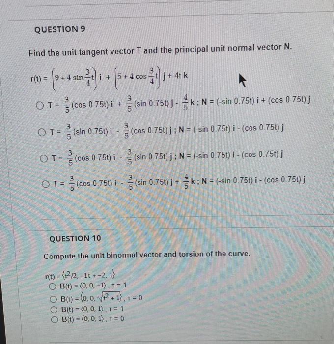 Solved Find the unit tangent vector T and the principal unit | Chegg.com