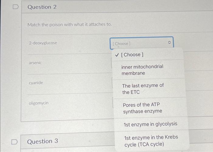 Solved Question 2 Match the poison with what it attaches to. | Chegg.com