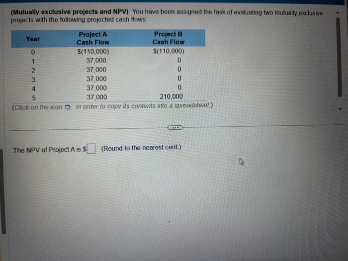 Solved (Mutually exclusive projects and NPV) You have been | Chegg.com