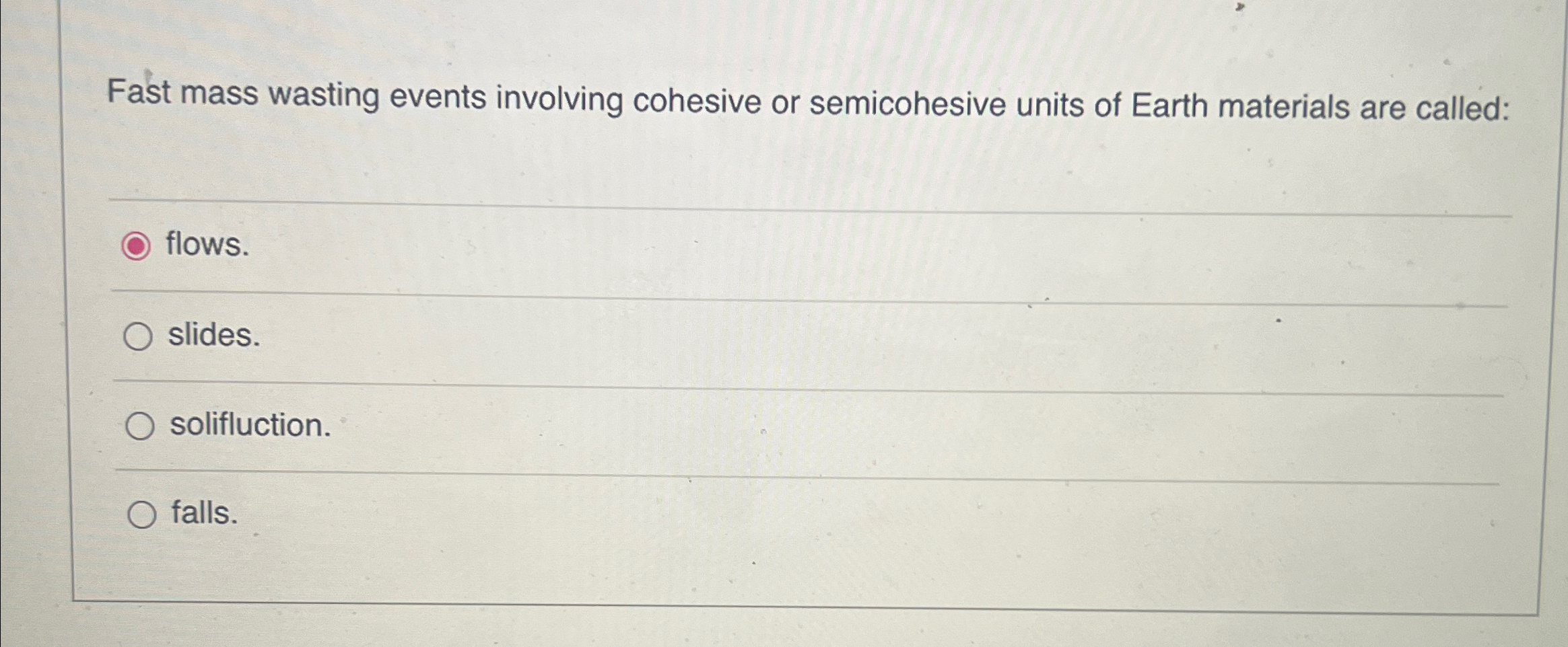 Solved Fast mass wasting events involving cohesive or | Chegg.com