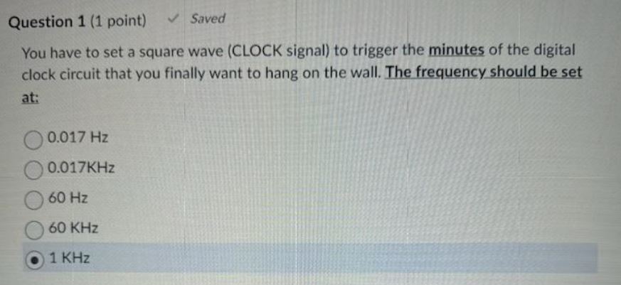 Solved Question 1 (1 ﻿point)You have to set a square wave | Chegg.com