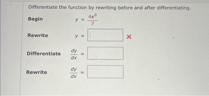 Solved Differentiate the function by rewriting before and | Chegg.com