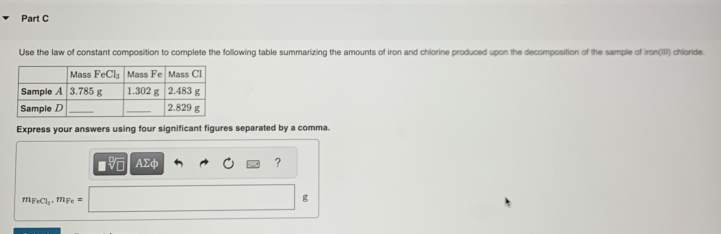 Solved Use the law of constant composition to complete the | Chegg.com