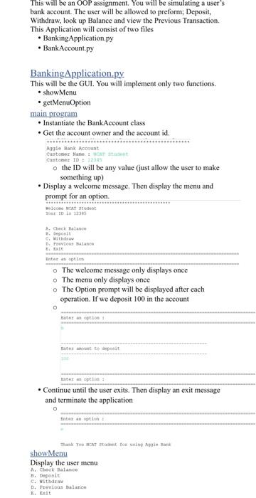 Solved This will be an OOP assignment. You will be | Chegg.com