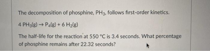 Solved The decomposition of phosphine, PH3, follows | Chegg.com