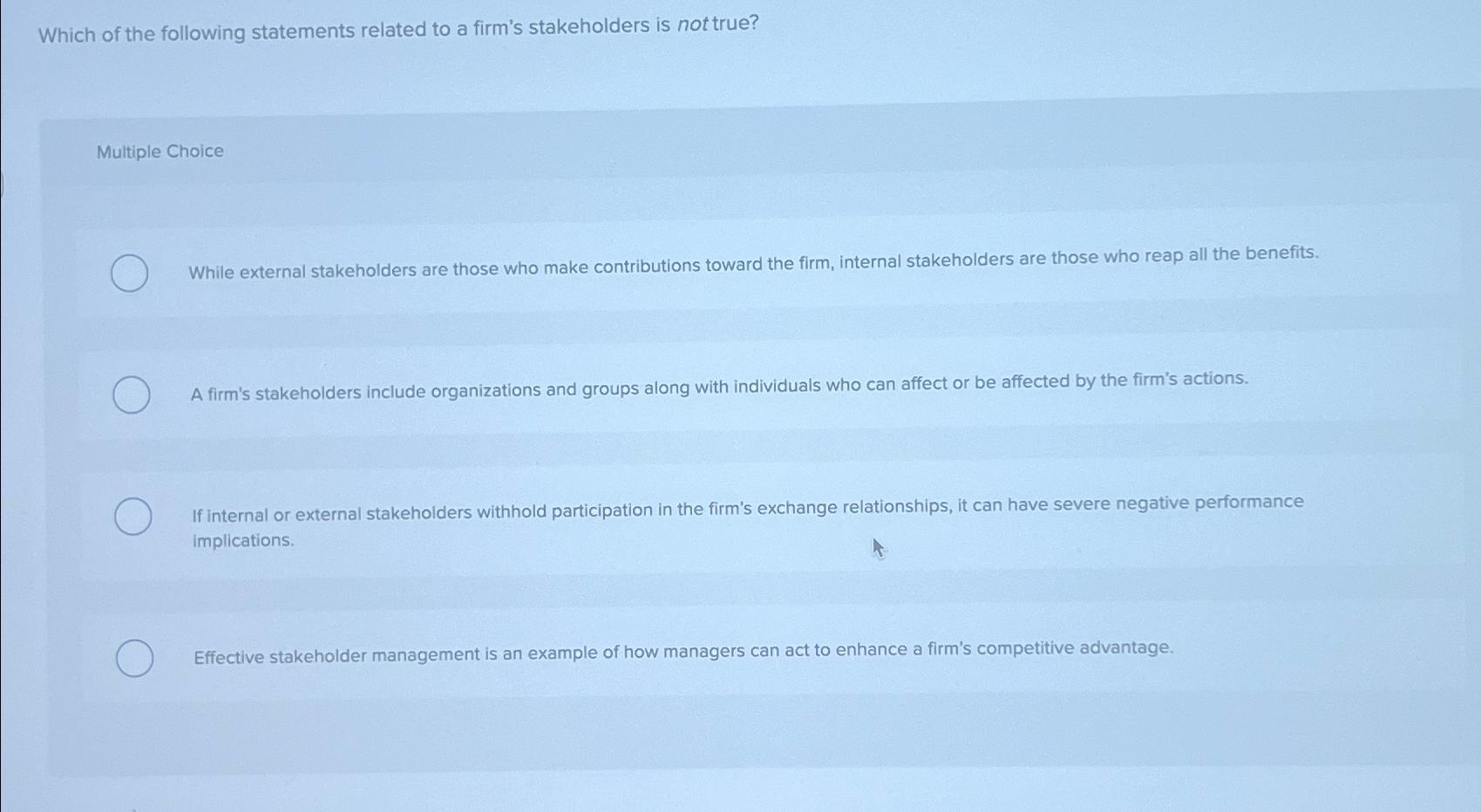 Solved Which of the following statements related to a firm's | Chegg.com