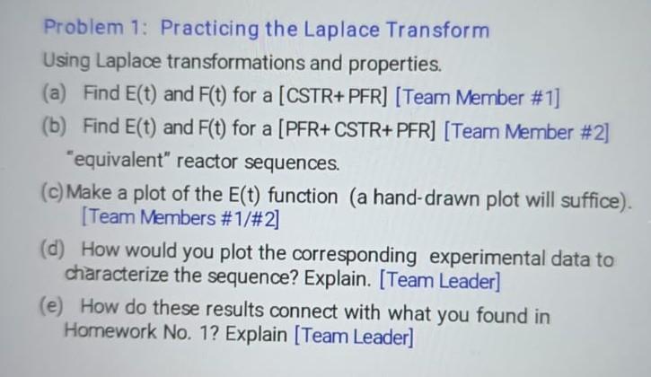 Solved Problem 1: Practicing the Laplace Transform Using | Chegg.com