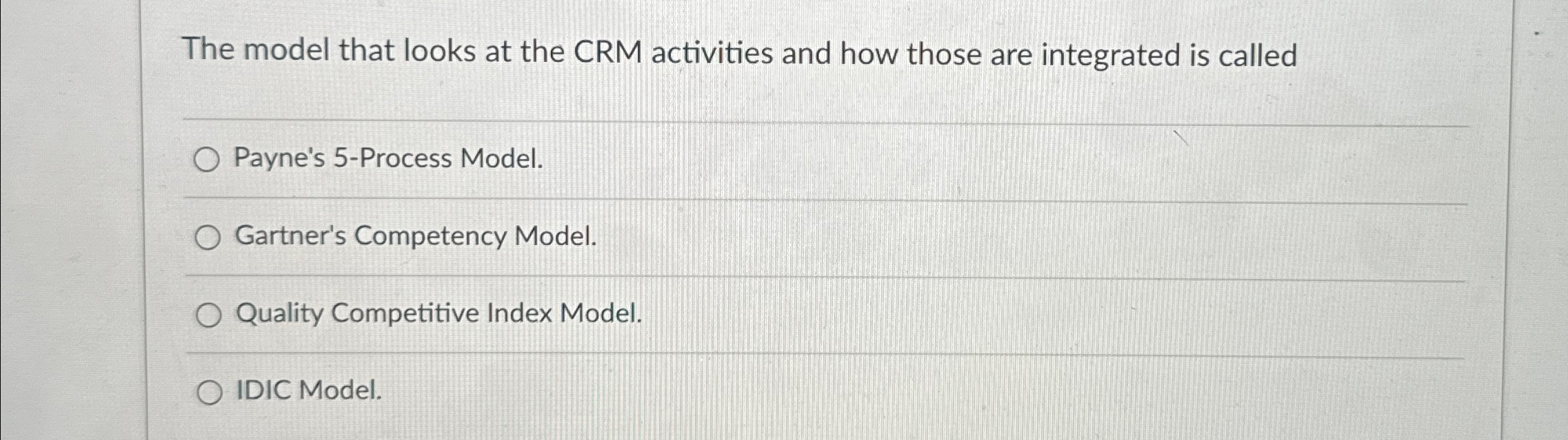 Solved The model that looks at the CRM activities and how | Chegg.com