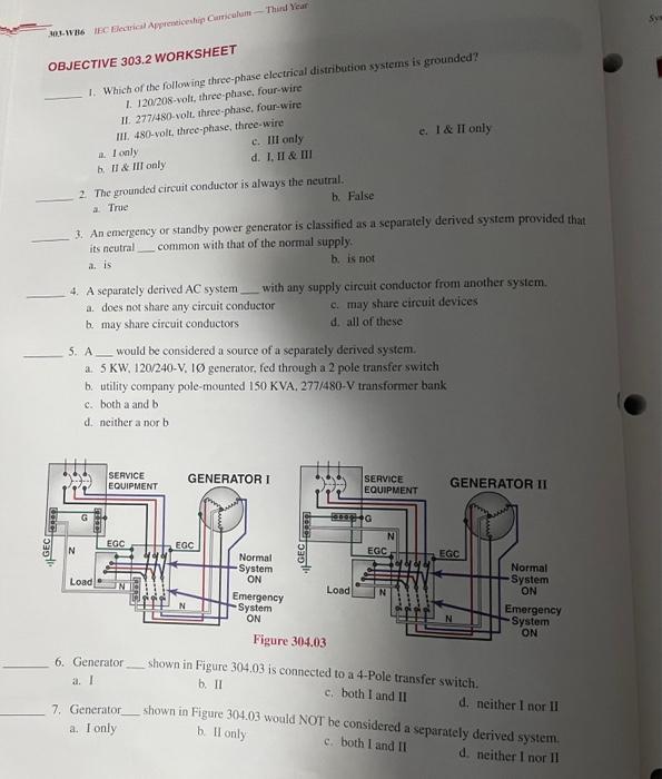 Solved OBJECTIVE 303.2 WORKSHEET 1. Which of the following | Chegg.com