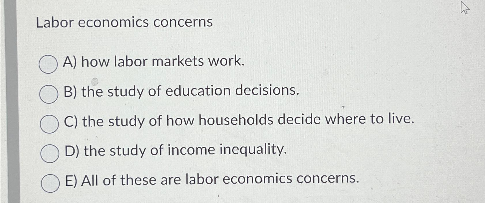 Solved Labor economics concernsA) ﻿how labor markets work.B) | Chegg.com