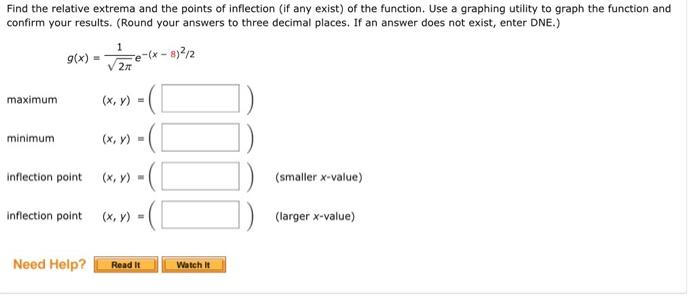 Solved Find the relative extrema and the points of | Chegg.com