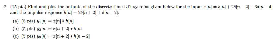 Solved Find and plot the outputs of the discrete time LTI | Chegg.com
