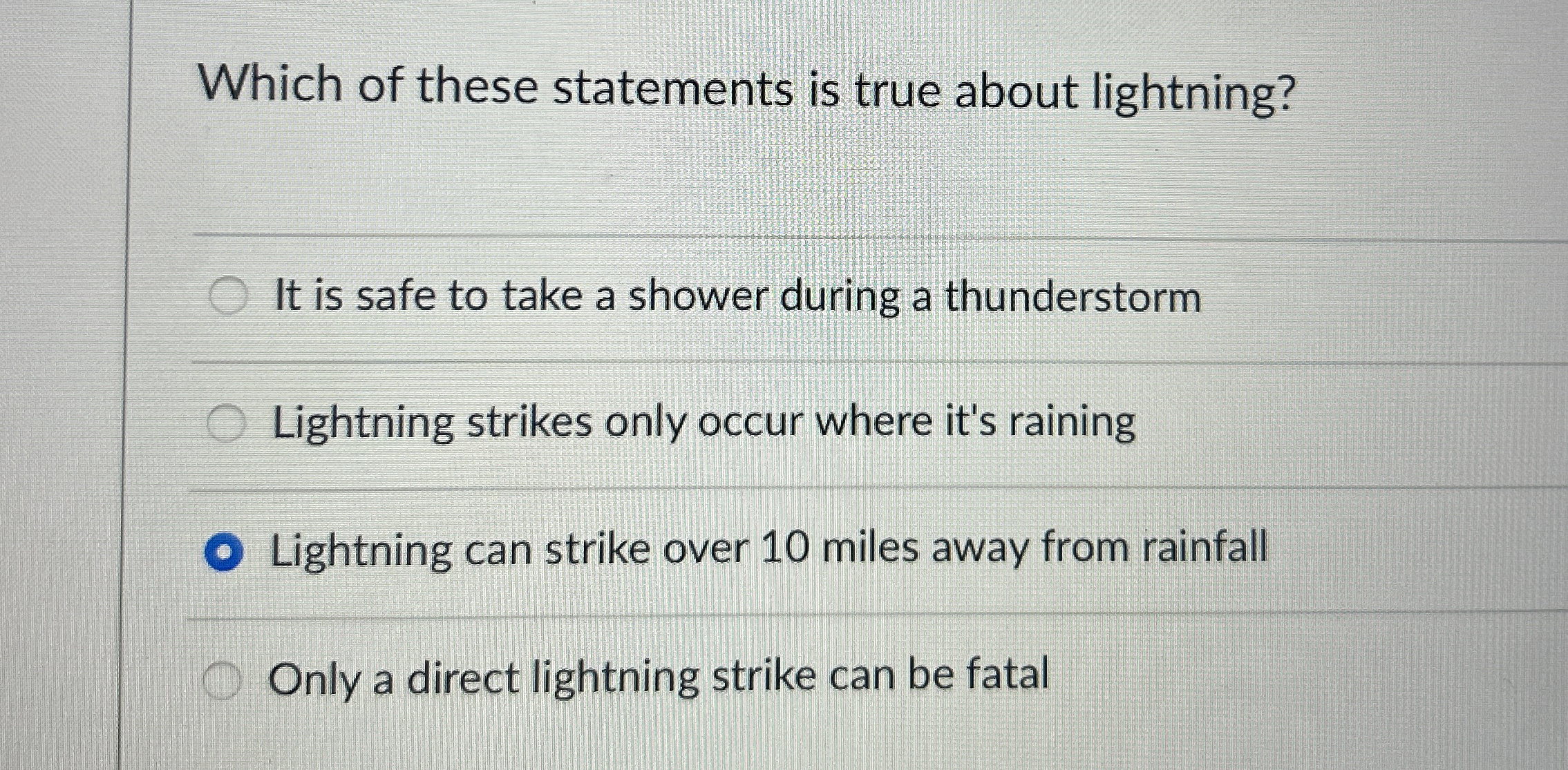 Solved Which of these statements is true about lightning?It | Chegg.com