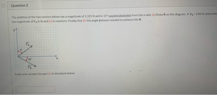 Solved Question 2 The addition of the two vectors below has | Chegg.com