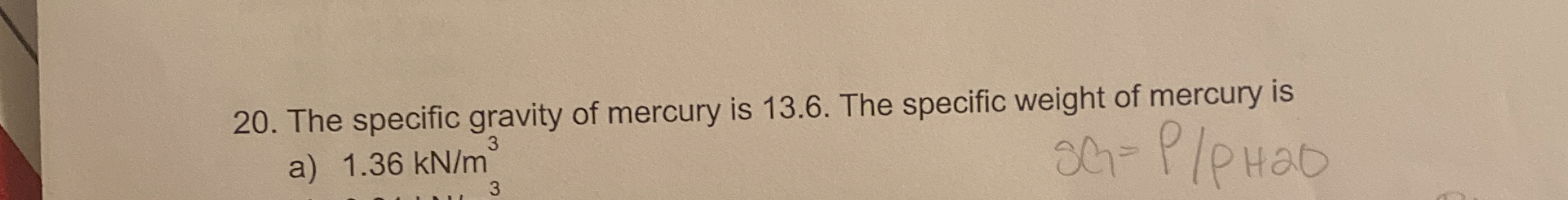 High Quality SOLUTION The specific gravity of mercury is 13.6. ﻿The | Chegg.com