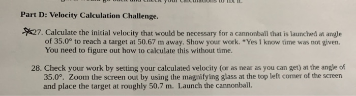 Solved Part D: Velocity Calculation Challenge. *27. | Chegg.com