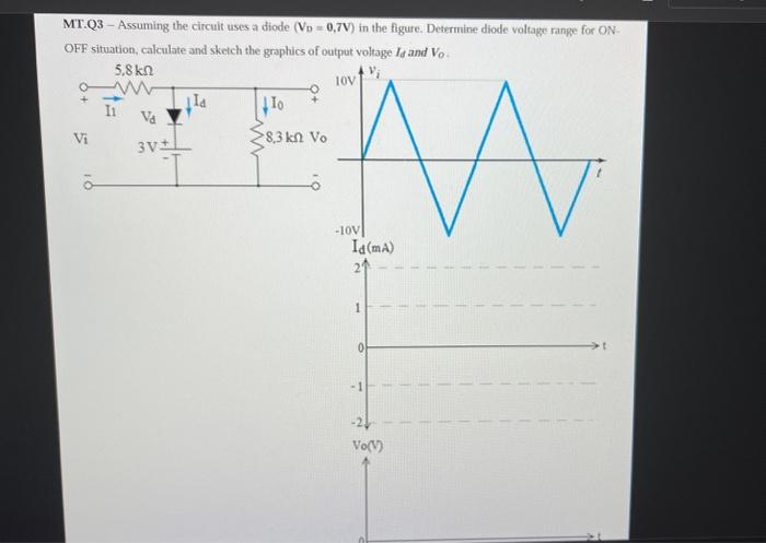 Solved MT.Q3 - Assuming the circuit uses a diode (VD=0,7 V) | Chegg.com