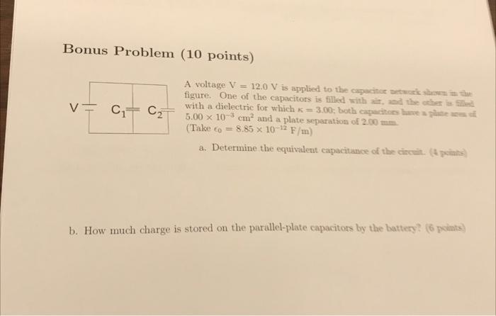 Solved Bonus Problem (10 points) A voltage V=12.0 V is | Chegg.com