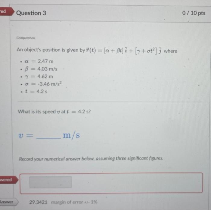 Solved An object's position is given by | Chegg.com