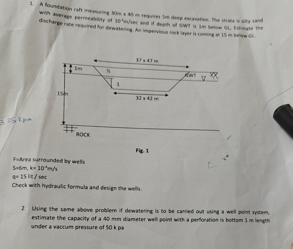 A foundation raft measuring 30m×40m ﻿requires 5 ﻿m | Chegg.com