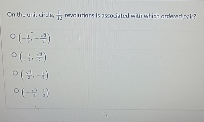 Solved On the unit circle, 512 ﻿revolutions is associated | Chegg.com