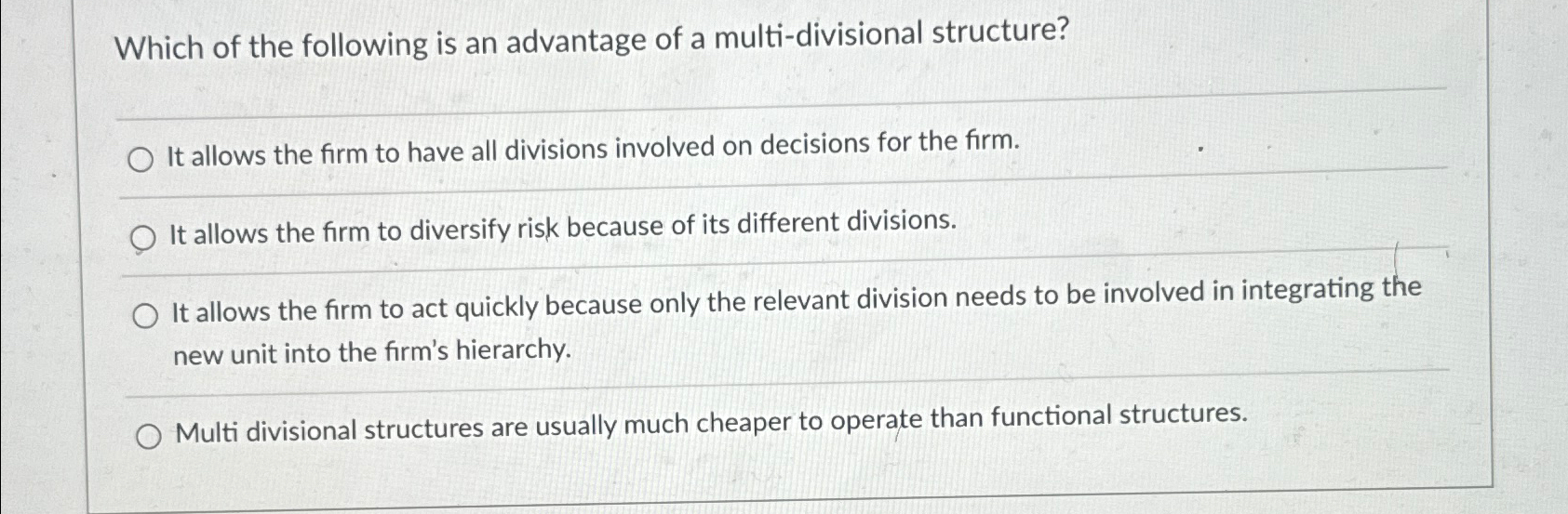 Solved Which of the following is an advantage of a | Chegg.com