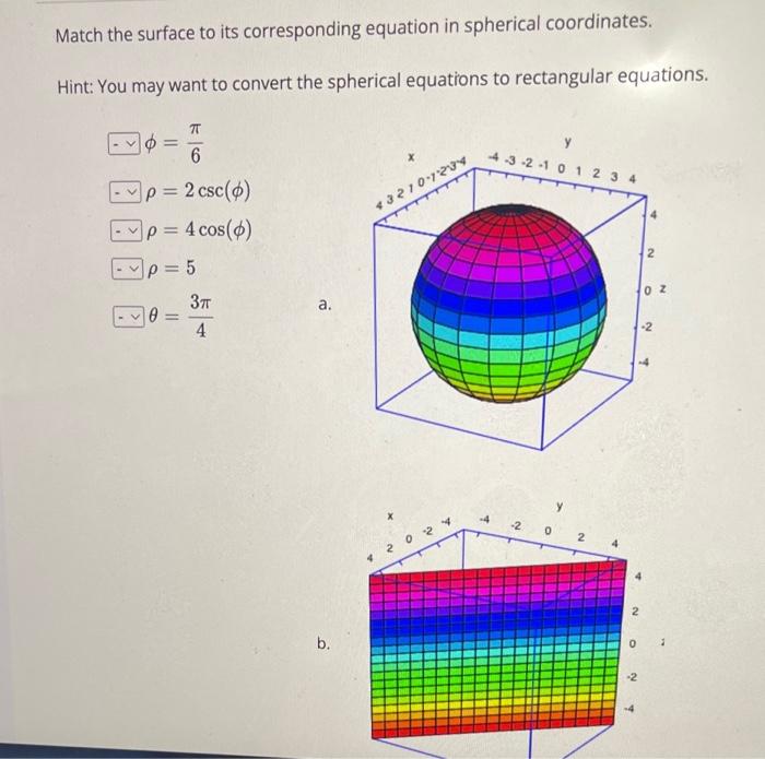 Solved Match the surface to its corresponding equation in | Chegg.com