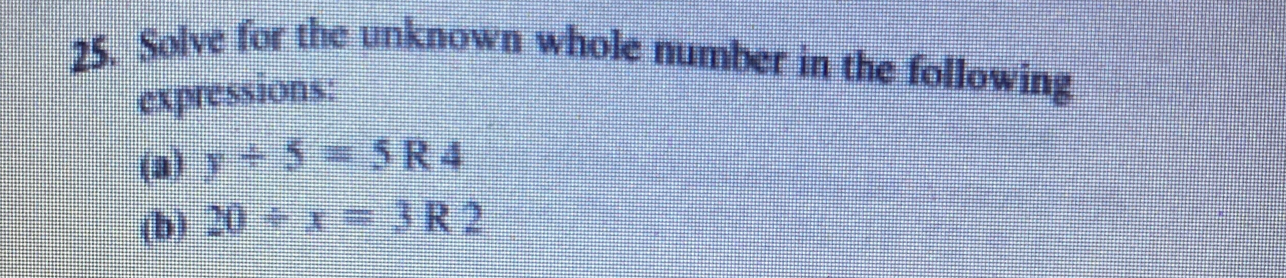 Solved Solve for the unknown whole number in the following | Chegg.com