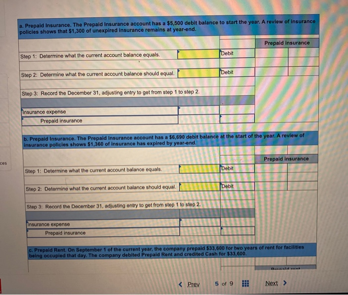 Solved a. Prepaid Insurance. The Prepaid Insurance account | Chegg.com