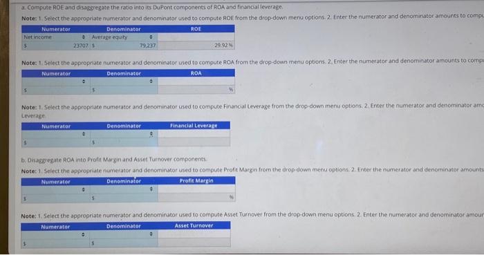 Solved Apply DuPont Disaggregation of ROE Selected balance | Chegg.com