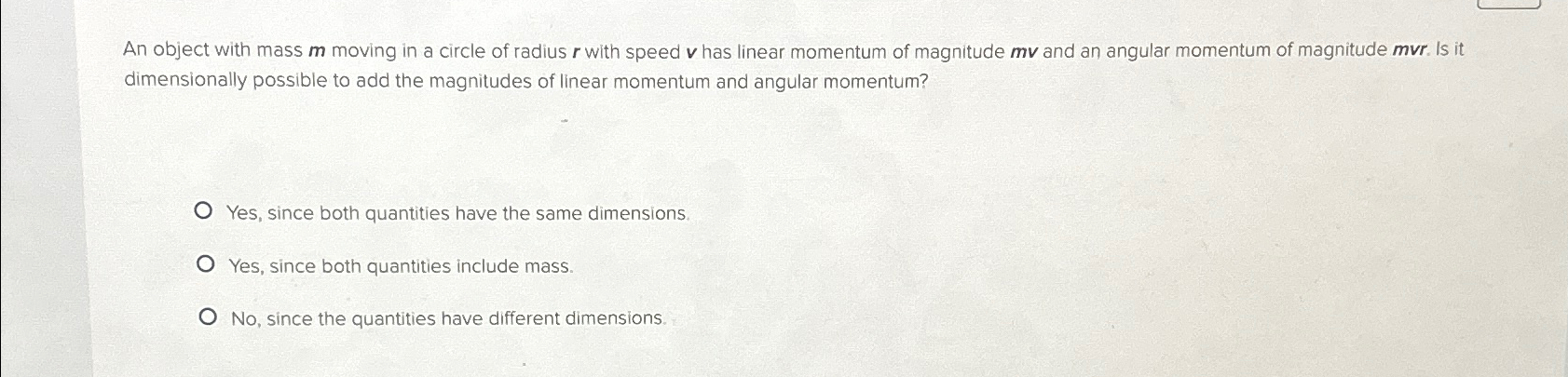 Solved An object with mass m ﻿moving in a circle of radius r | Chegg.com