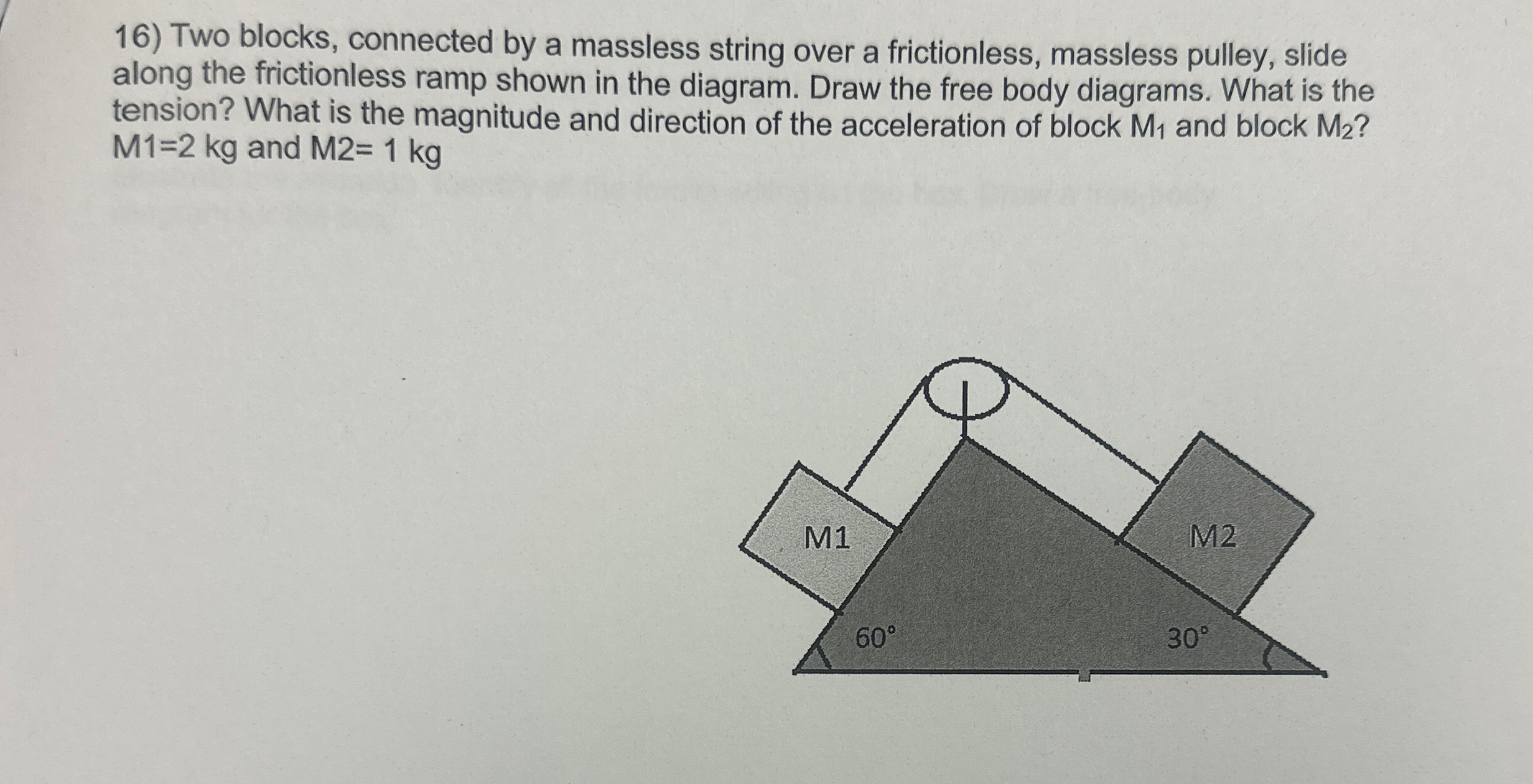Solved by an EXPERT Two blocks, connected by a massless string over a | Chegg.com