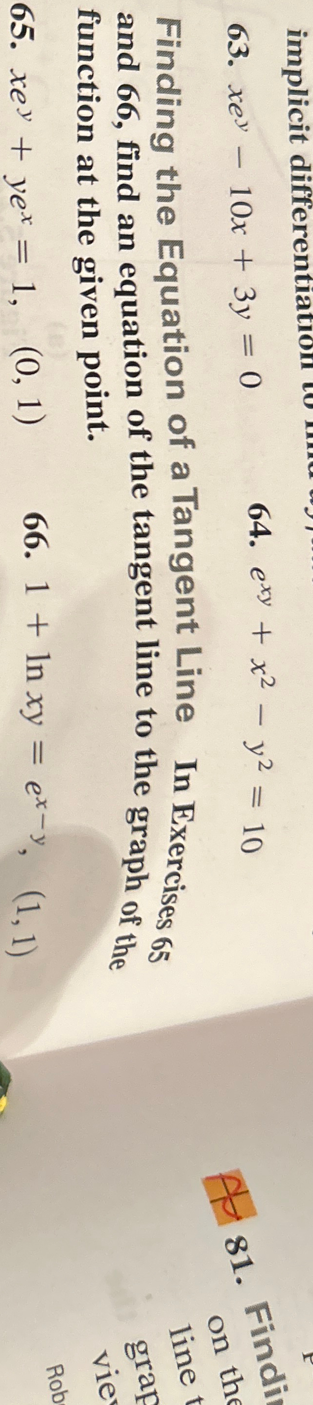 Solved Finding the Equation of a Tangent Line In Exercise | Chegg.com