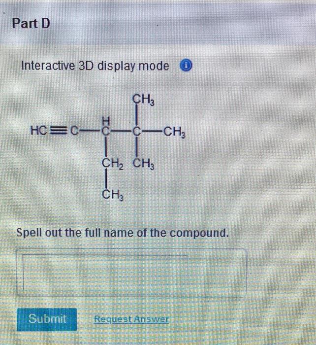Solved Part A Interactive 3D display mode H2C-CEC -CH, CH3 | Chegg.com